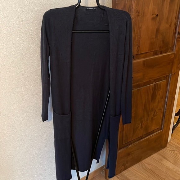 Zara | Sweaters | Zara Knit Open Front Long Duster With Pockets And ...